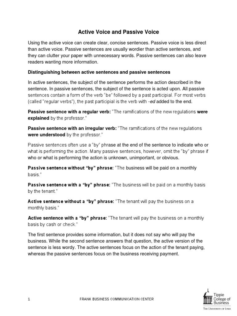 Actv Passive Voice Notes 2 | PDF | Sentence (Linguistics) | Verb
