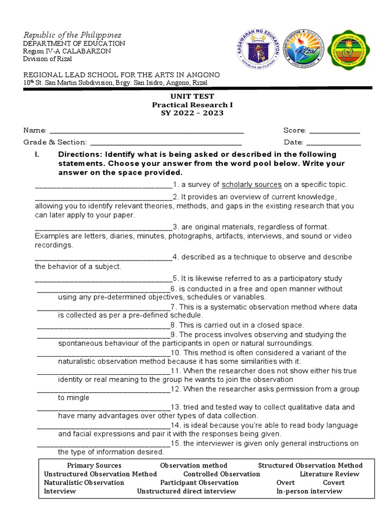 Unit Test in PR1 | PDF | Sampling (Statistics) | Observation