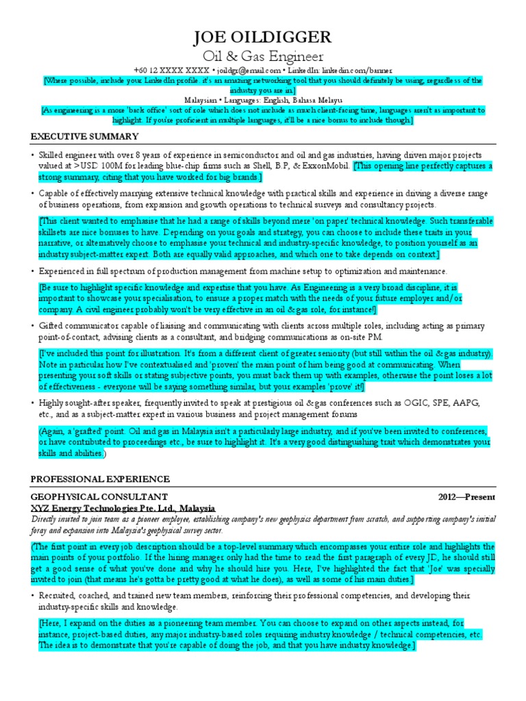 Client CV - Oil and Gas (MY) | PDF | Consultant | Engineering