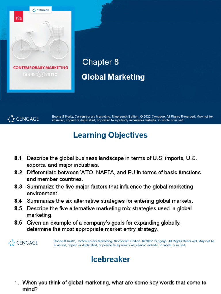 Chapter 8 Global Marketing | PDF | World Trade Organization | Franchising