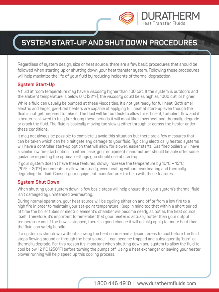 Startup Shutdown Procedures | PDF | Heat | Viscosity