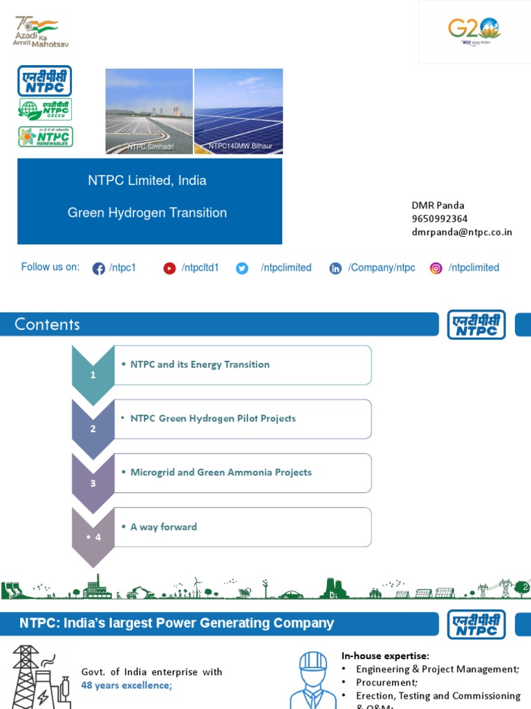 NTPC's Green Hydrogen Initiatives | PDF | Hydrogen | Energy Development