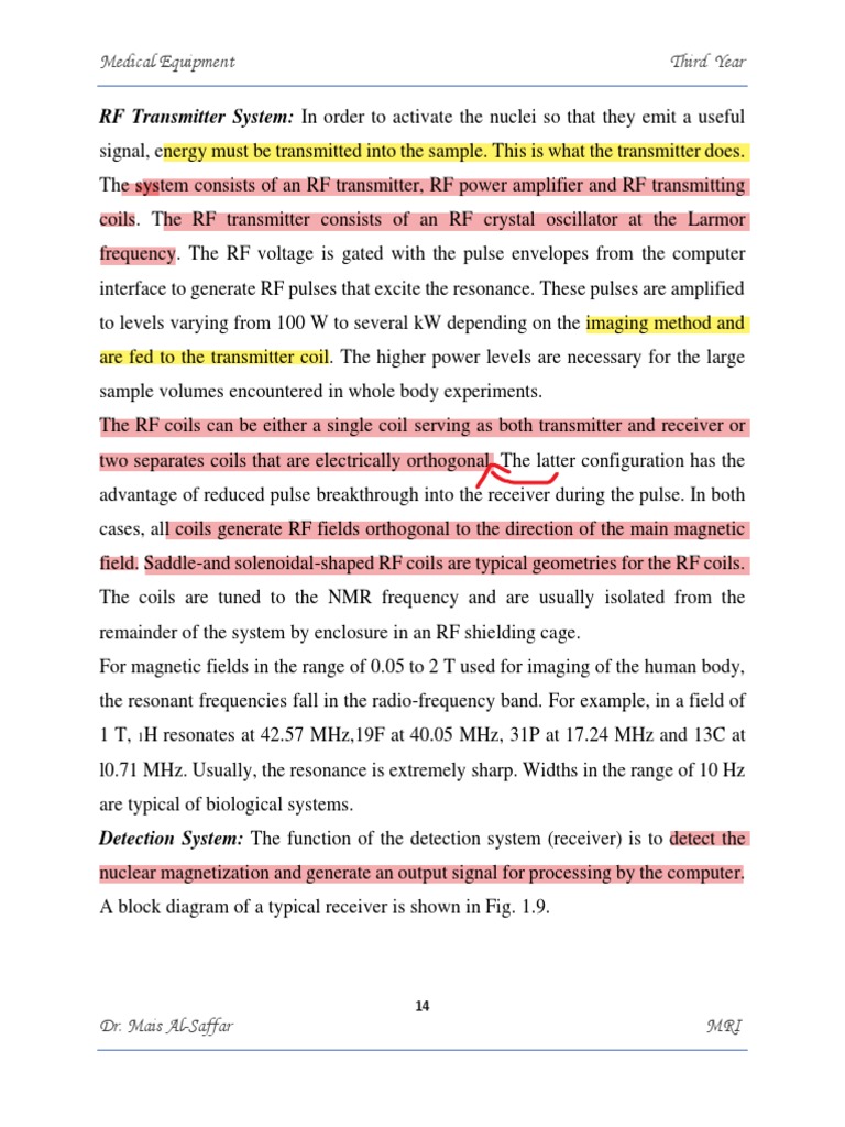 RF Transmitter System: in Order To Activate The Nuclei So That They Emit A Useful | PDF ...