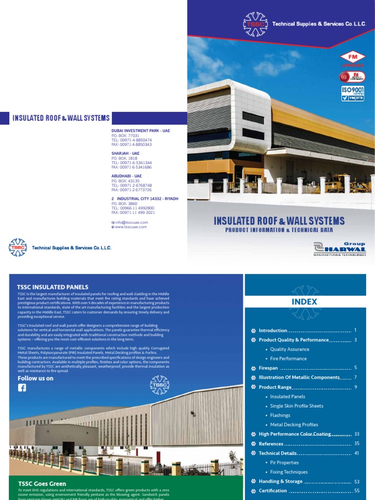 TSSC Insulated Panels & Systems | PDF | Roof | Wall