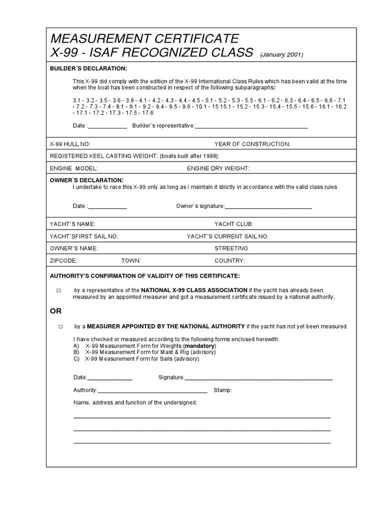 Measurement Certificate | PDF | Yacht | Sail