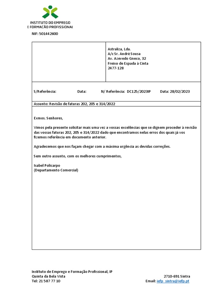 Carta - Oficio - NP5 (Exemplo) | PDF