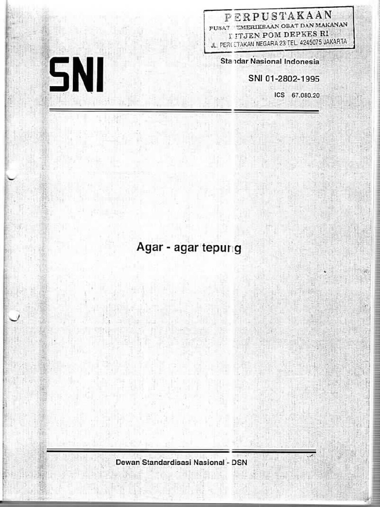 SNI 01-2802-1995 Agar-Agar Tepung | PDF