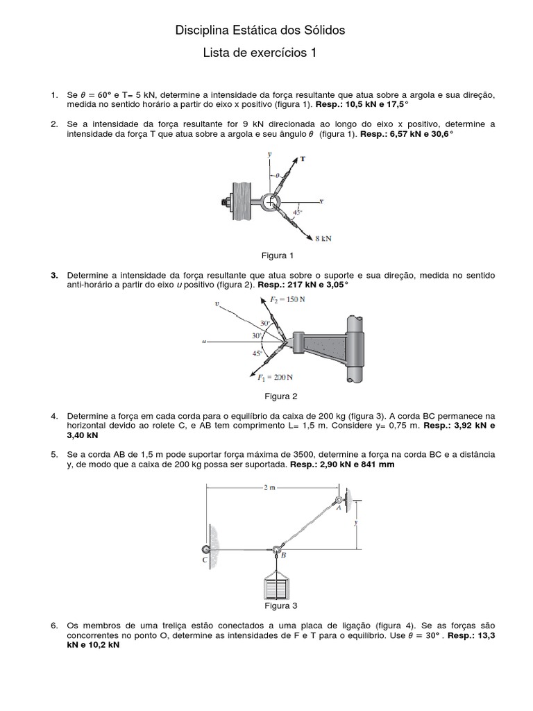 Exercícios de Estática dos Sólidos | PDF | Ciências e Matemática