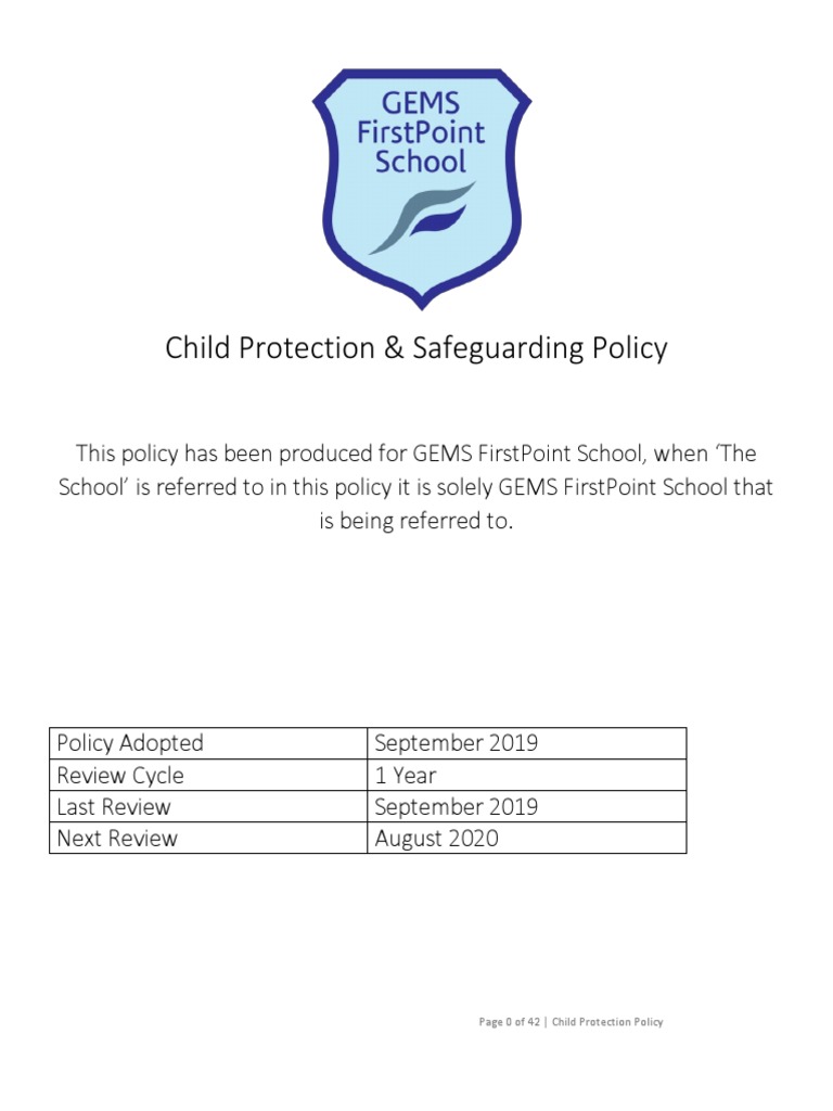 Child Protection Safeguarding Policy FirstPoint School | PDF | Child ...