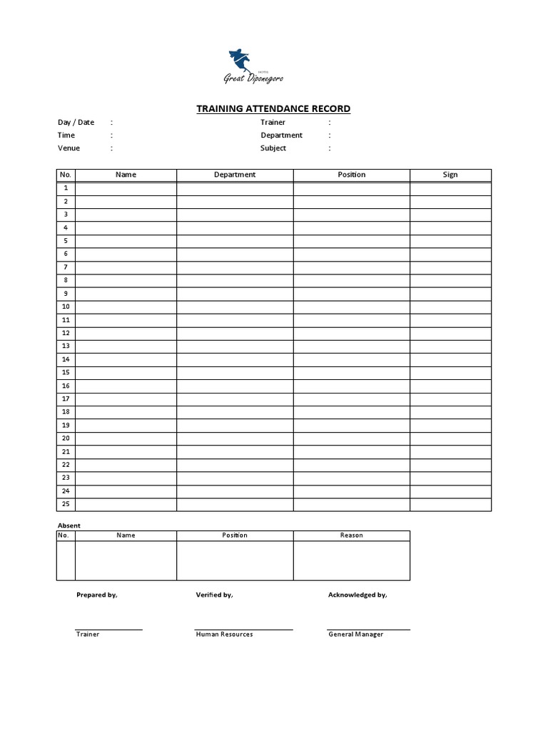 08.form - Training Attendance Record | PDF