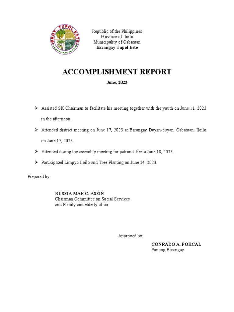 Accomplishment Report | PDF