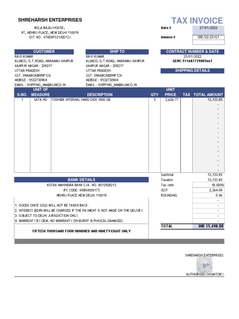 Exp Enterprises | PDF | Value Added Tax | Invoice