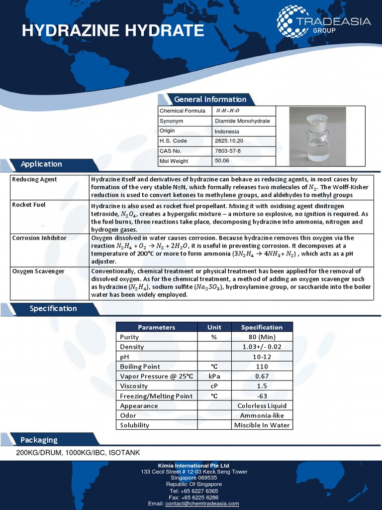 TDS Hydrazine Hydrate | PDF | Nitrogen | Chemistry