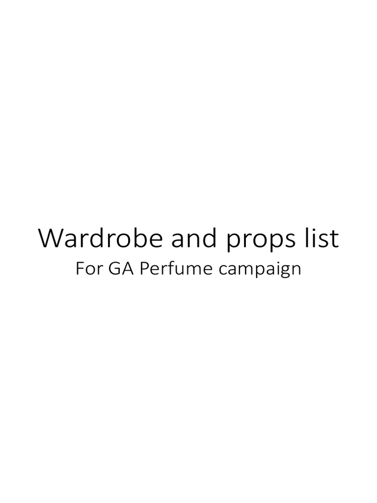 Wardrobe and Props List | PDF