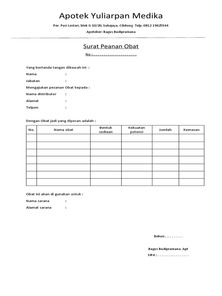 Surat Pesanan Obat Pdf