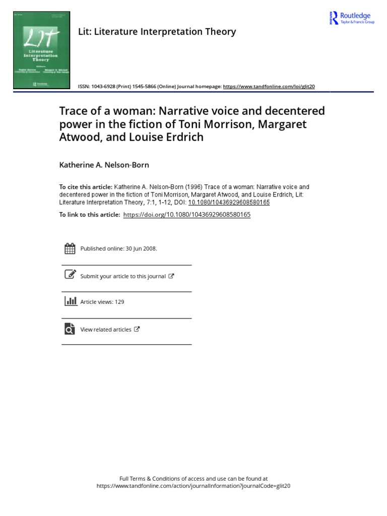 Trace of A Woman Narrative Voice and Decentered Power in The Fiction of ...