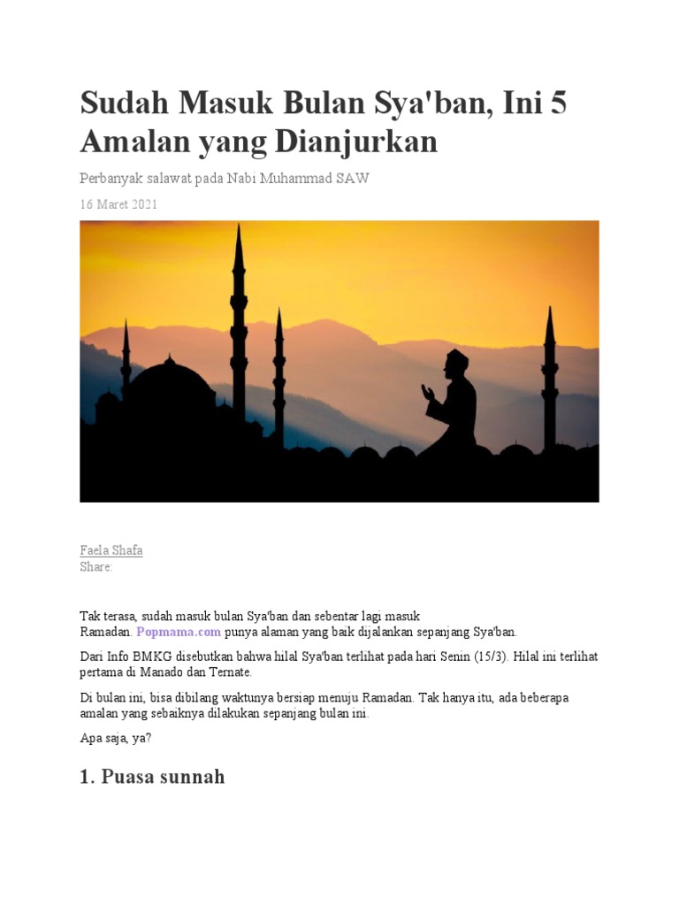 Memasuki Bulan Sya'ban | PDF | Agama & Spiritualitas