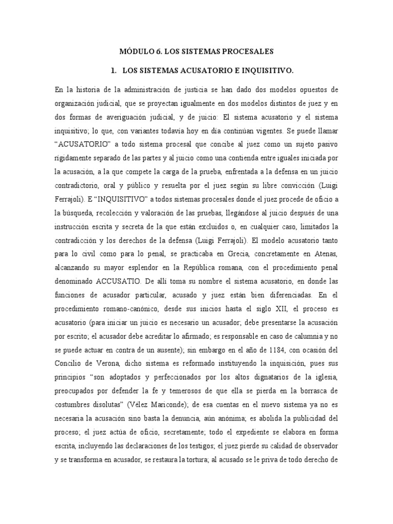 Módulo 6 Sistemas Procesales | PDF | Procedimiento Criminal | Evidencia ...