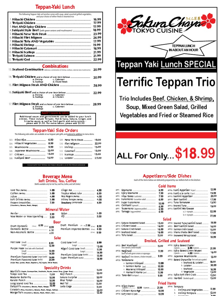 Teppan Yaki Lunch Specials Menu | PDF | Steak | Sushi