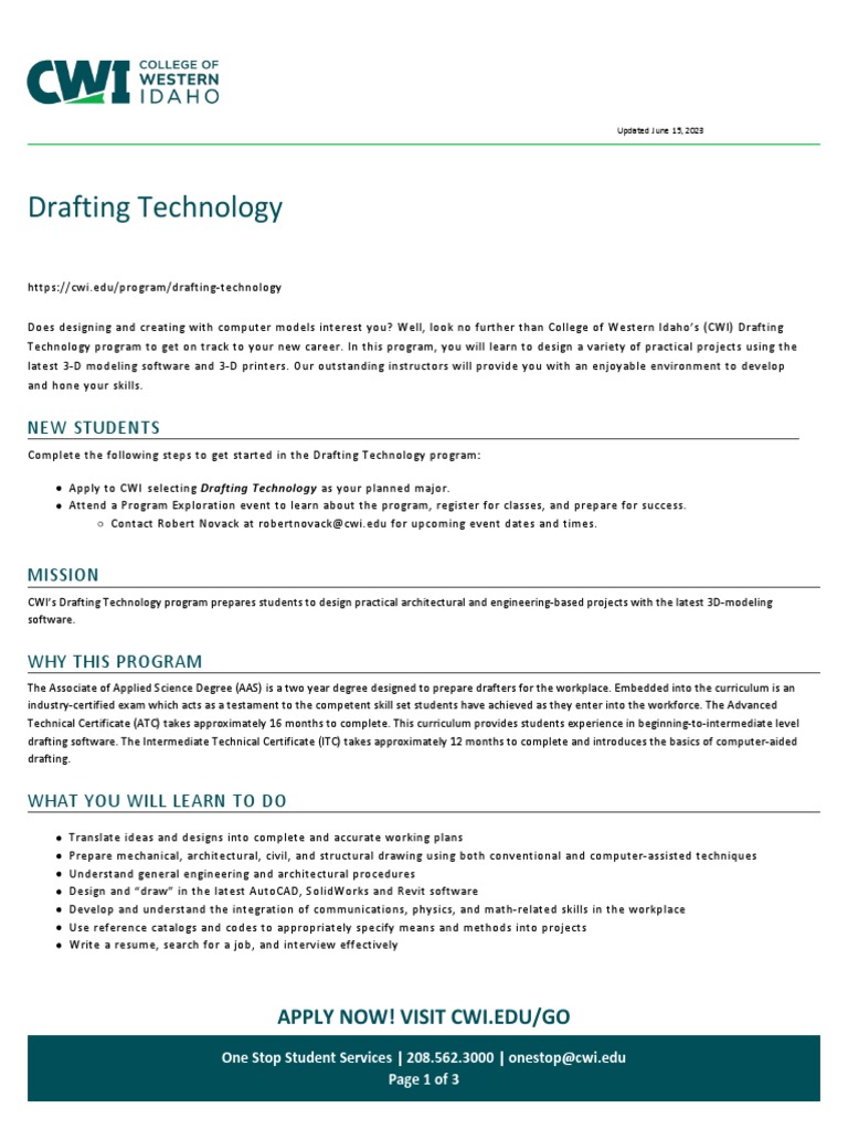 CWI - Drafting Technology | PDF | Technical Drawing | Science, Technology, Engineering, And ...