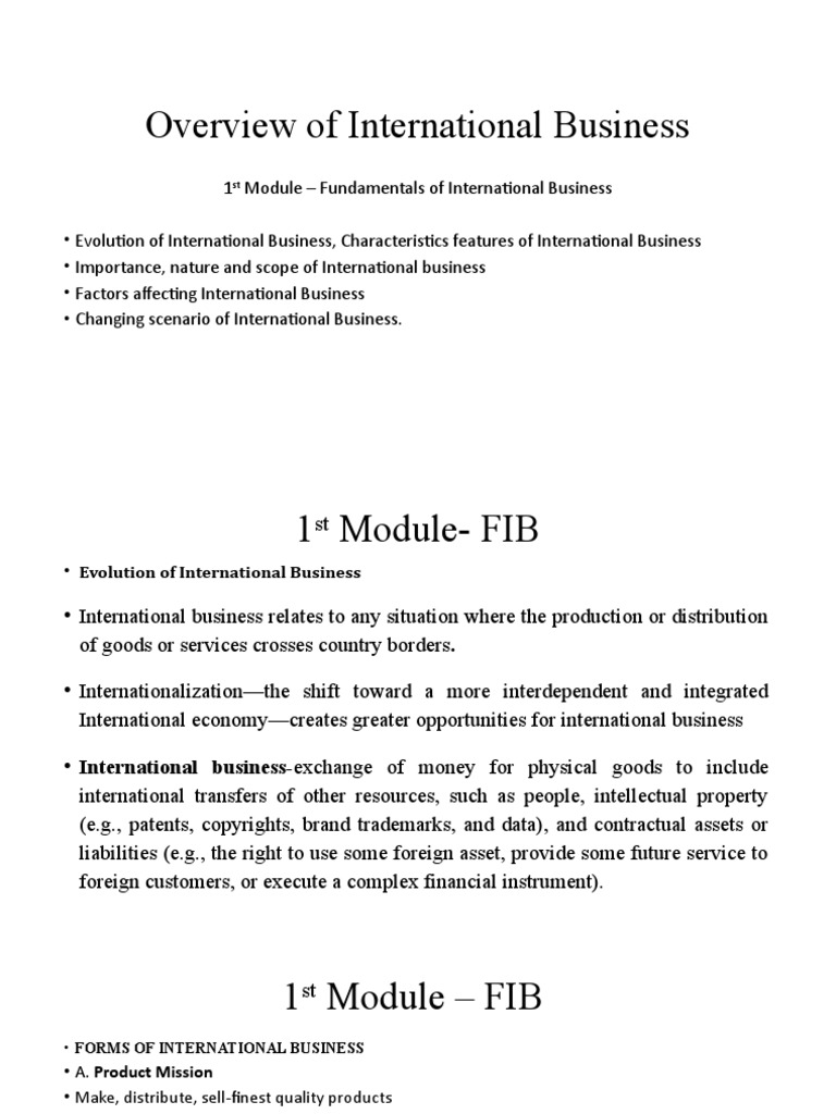 Module 1 FIB | Download Free PDF | Business | Exports
