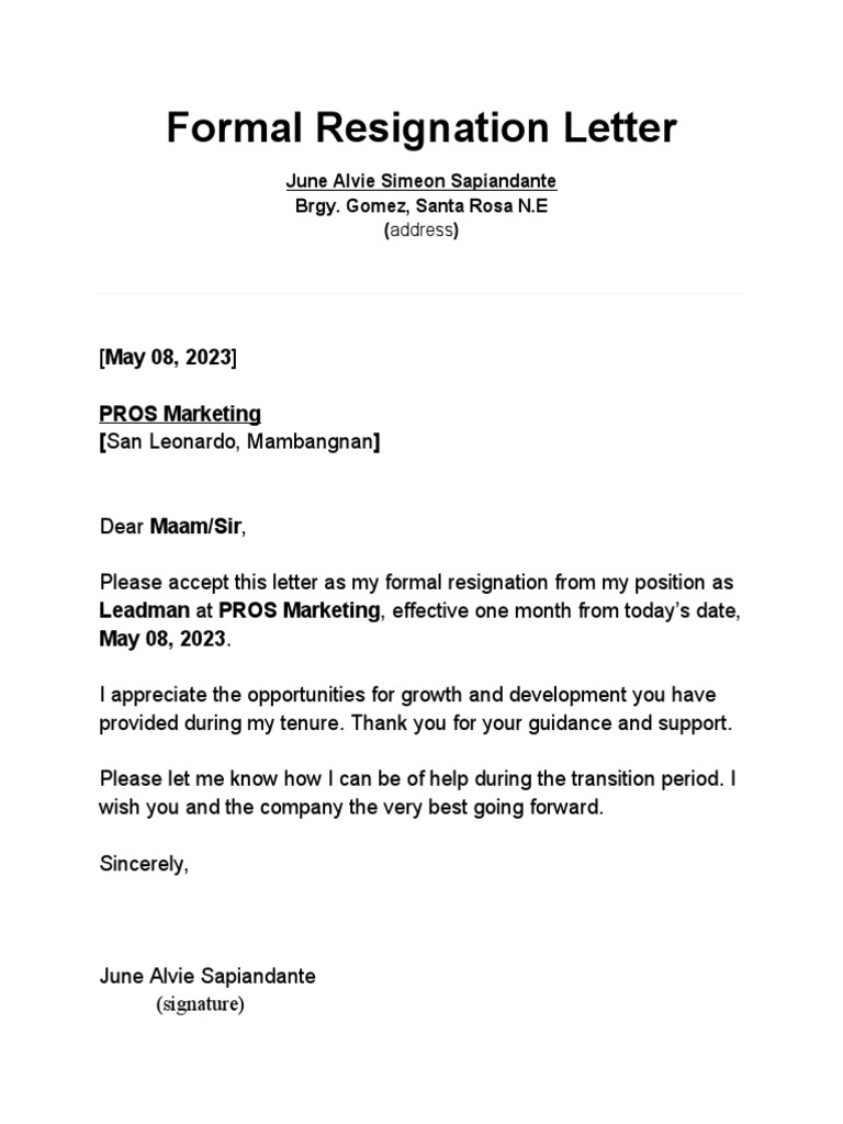 Resignation Letter Template | PDF
