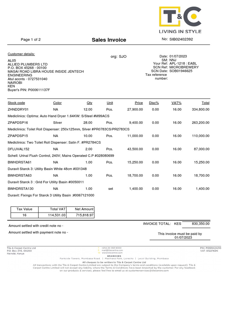 Sib 02402392 | PDF | Invoice | Receipt