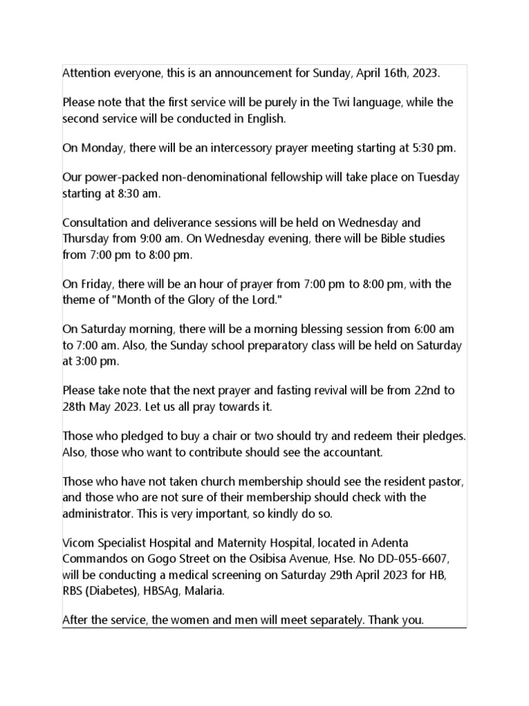 Anouncement Script | PDF