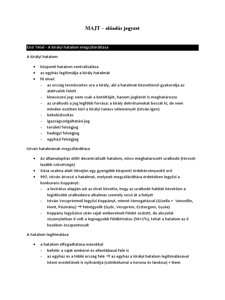 MAJT Előadás Jegyzet | PDF