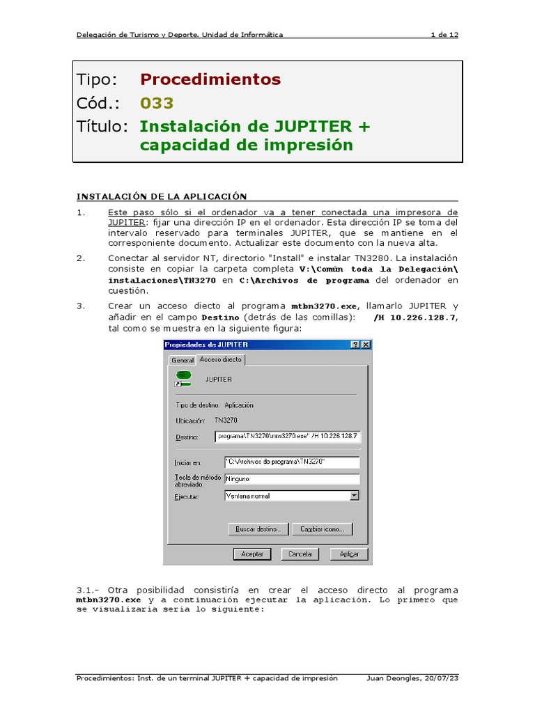 Instalación JUPITER e Impresión | PDF | Terminal de computadora | Ventana (informática)