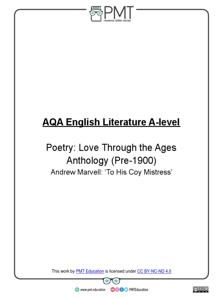 To His Coy Mistress - Andrew Marvell | PDF | Poetry