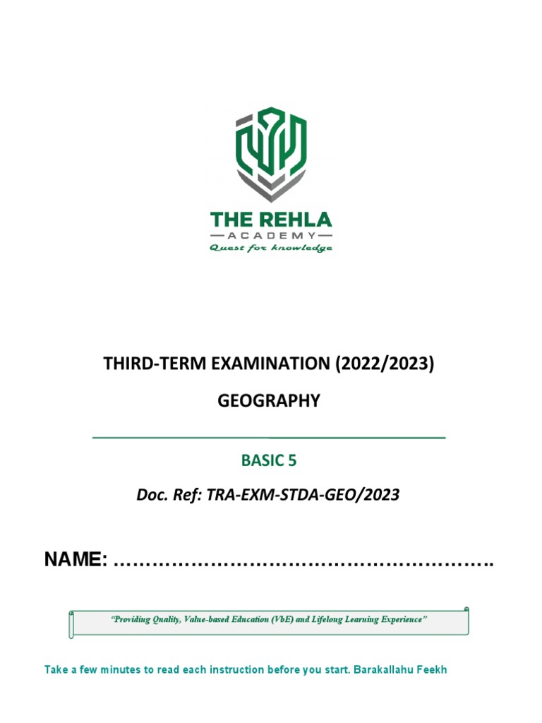 Grade 5 Third Term Geo Exam 2023 | PDF | Planets In Astrology | Planets