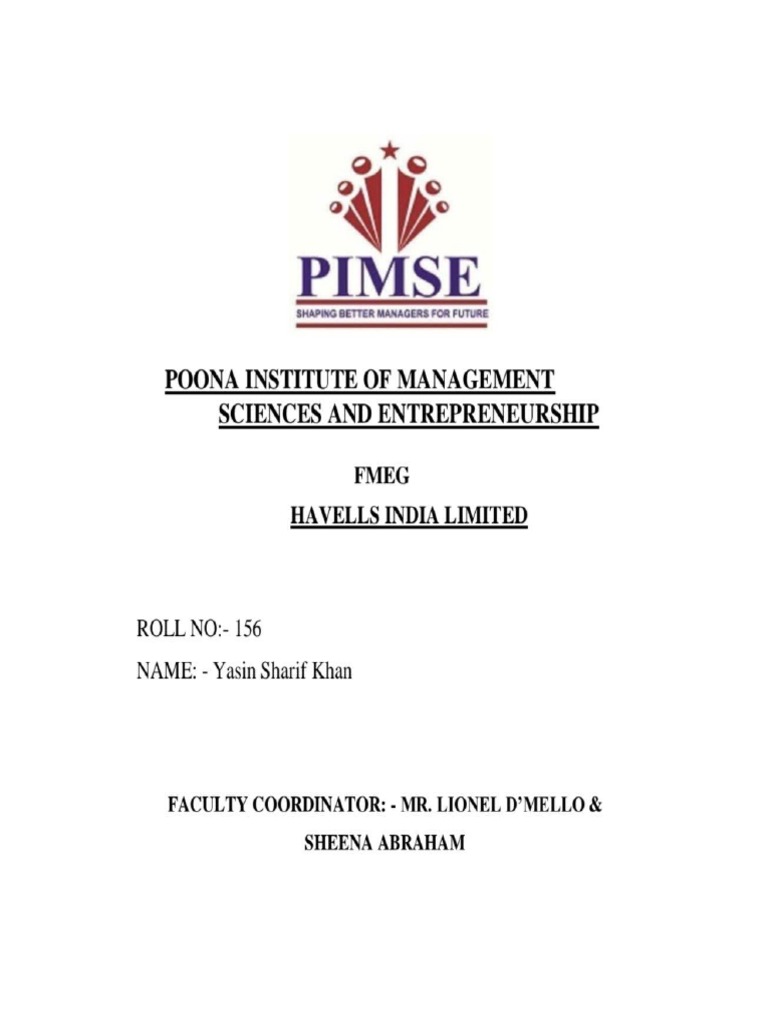 Havells Project MBA 2nd Sem | PDF | Economies