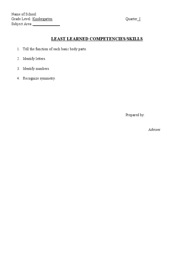 Least Learned Competencies | PDF