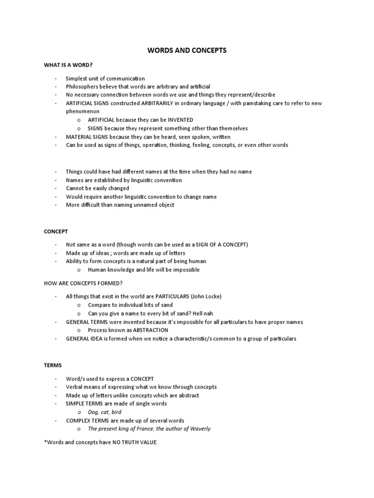 Philo 1 First Exam Notes | PDF | Definition | Concept