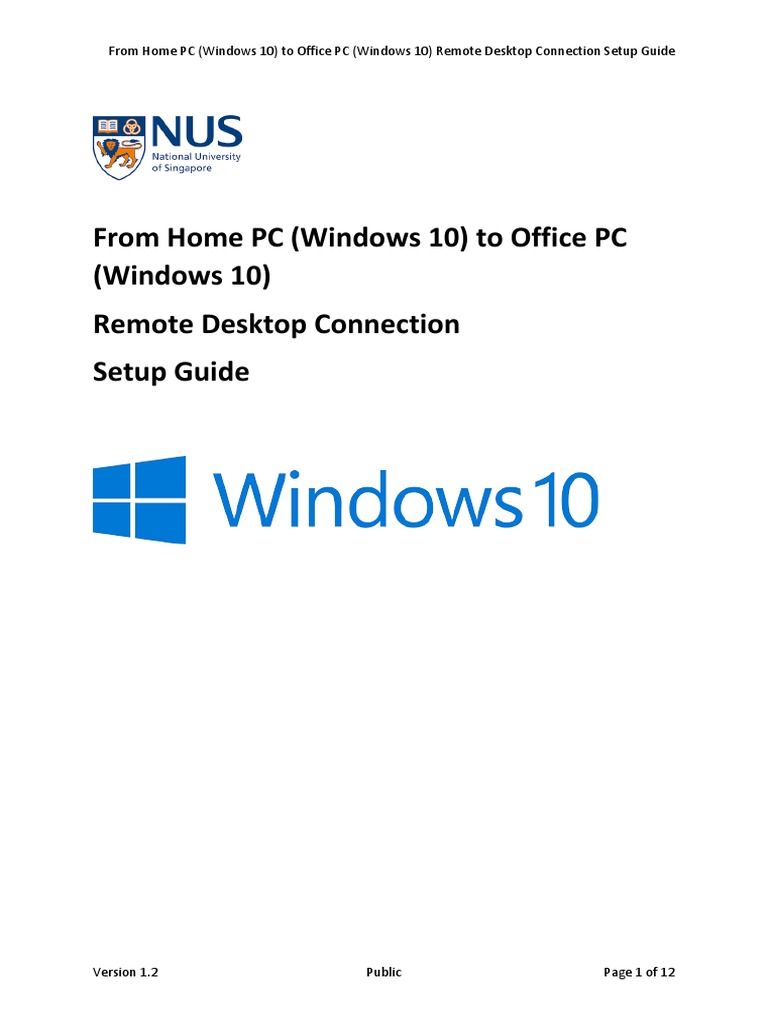 Windows 10 To Windows 10 Remote Desktop Connection Setup Guide v1.2 1 | PDF | Windows 10 ...