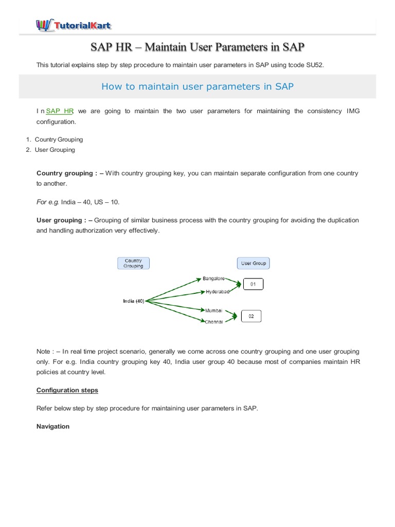 Maintain SAP User Parameters Guide | PDF | Human Resource Management ...
