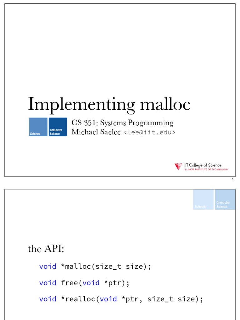 Slides Malloc | PDF | Computer Programming | Computing Slides Malloc | PDF | Computer Programming | Computing