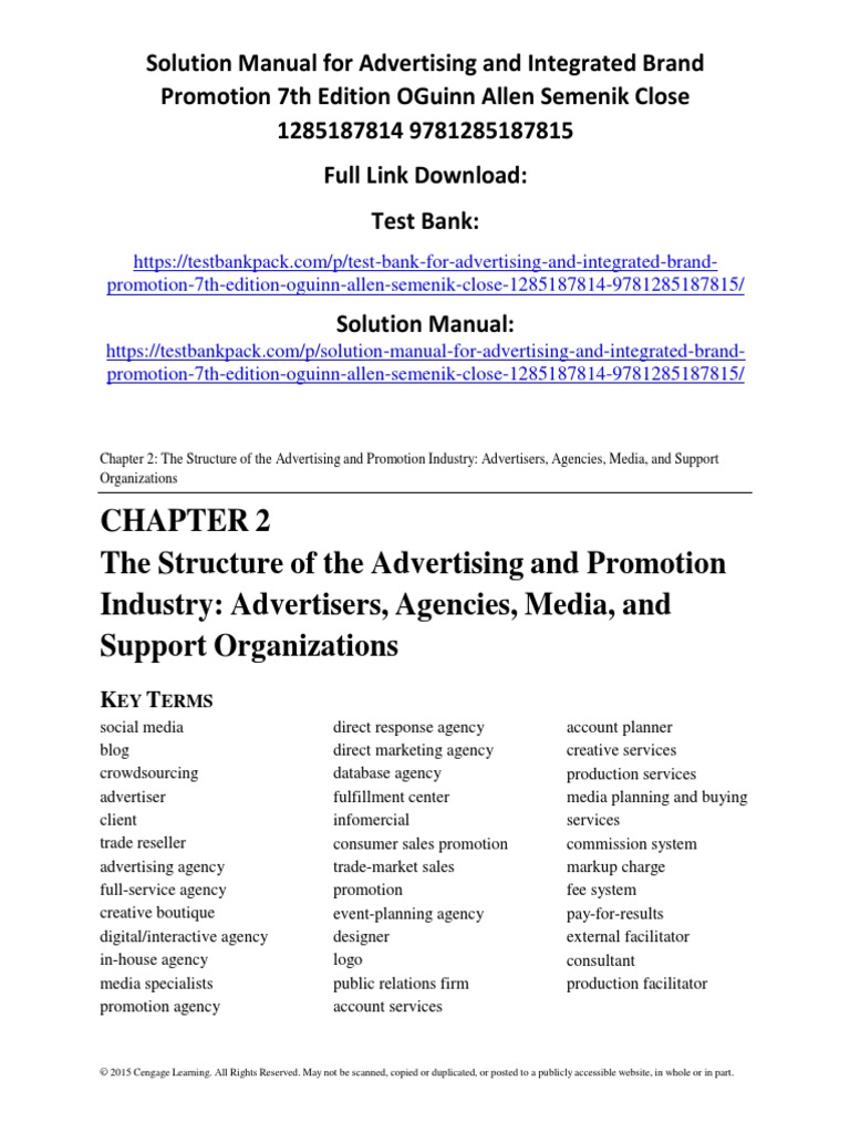 Advertising and Integrated Brand Promotion 7th Edition OGuinn Allen Semenik Close Solution ...