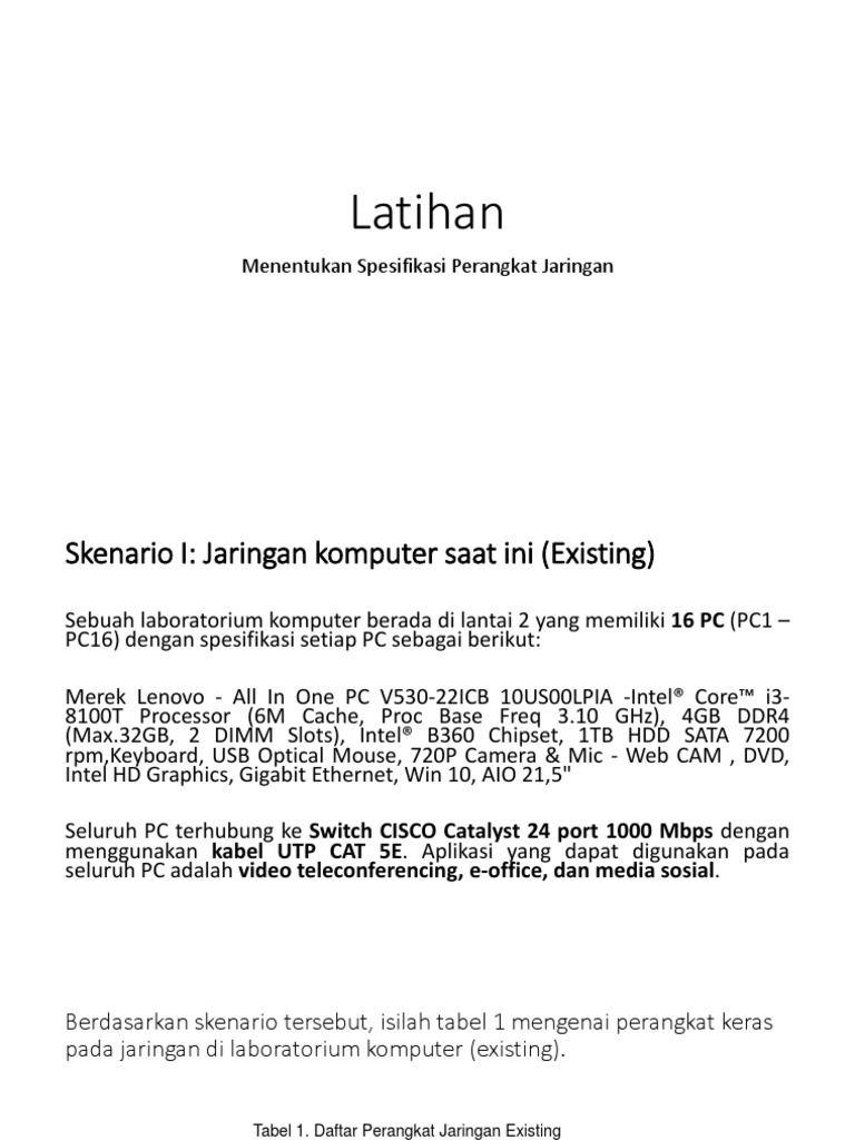 Latihan Menentukan Spek Perangkat Jarkom | PDF