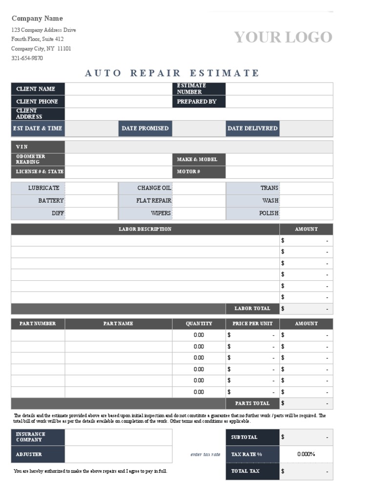 Auto Repair Estimate Template | PDF | Taxes | Economies