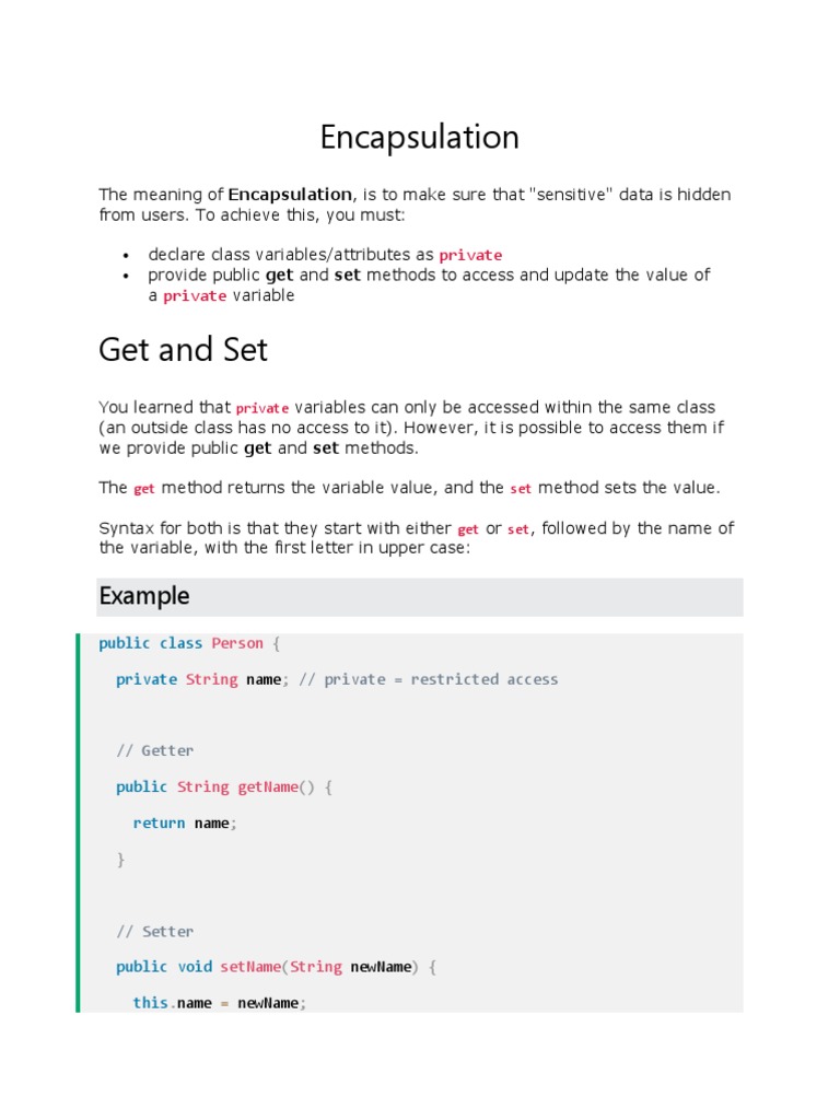 Lecture 7 Encapsulation, Packages and API | PDF | Class (Computer ...