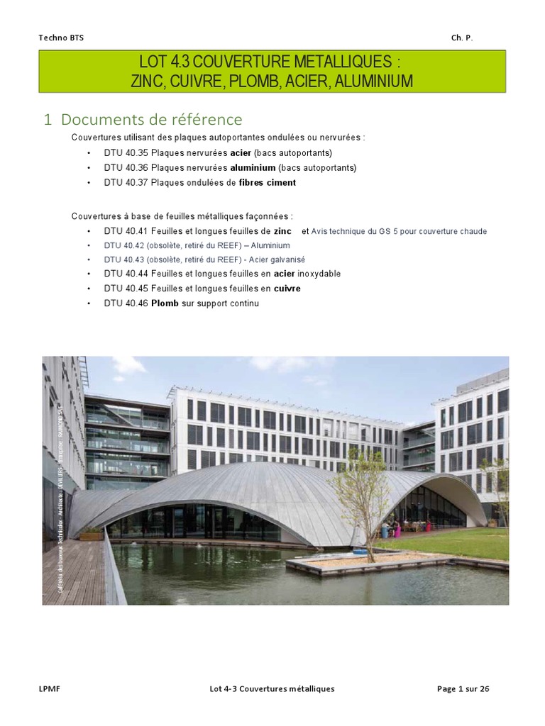 Lot 4 3 Couvertures Mc3a9talliques | PDF | Bois (matériau de construction) | Métaux