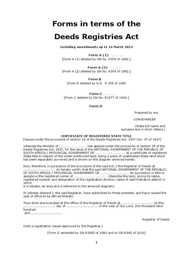 Deeds Registries Act Forms Overview | PDF | Domain Name Registrar | Deed