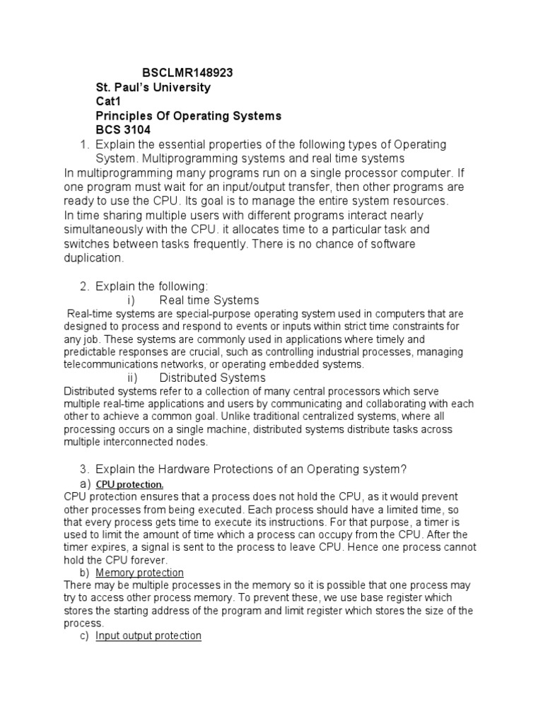 Principle of Operating Systems | PDF | Process (Computing) | Operating System