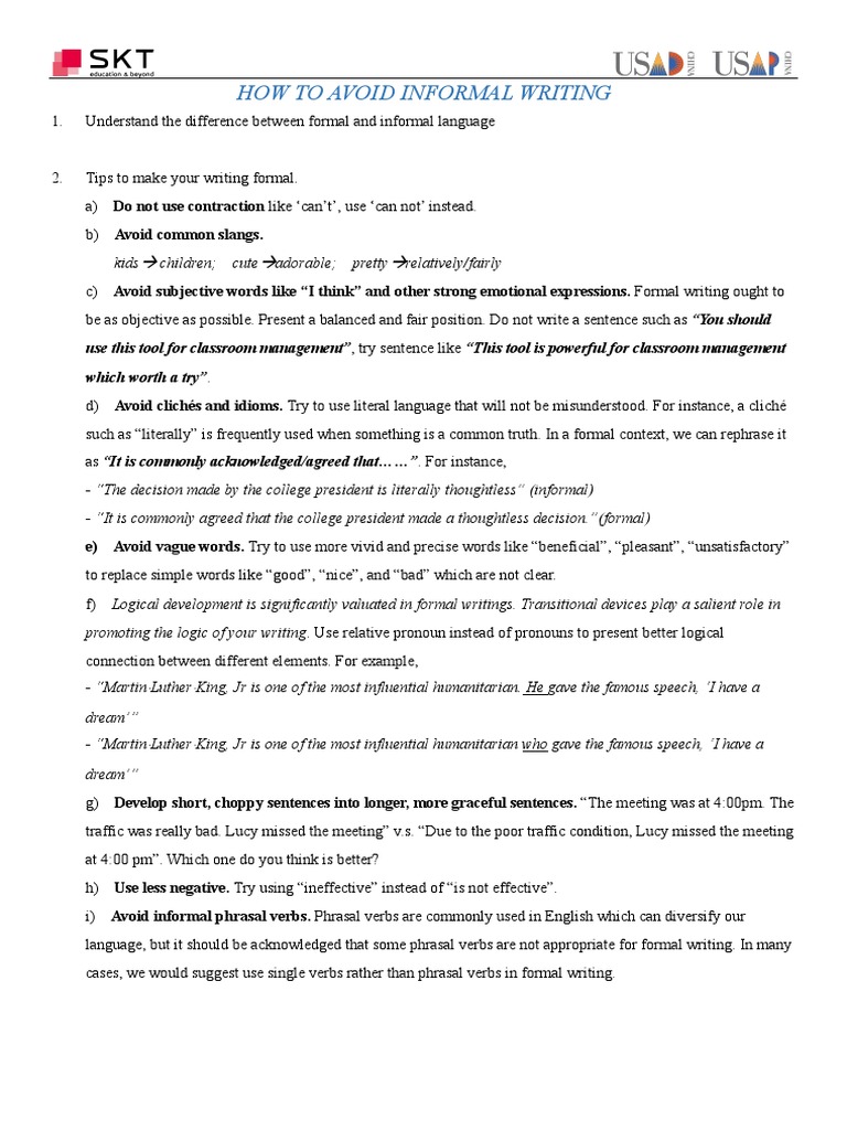 Tips for Formal Writing Style | PDF | Essays | Evidence