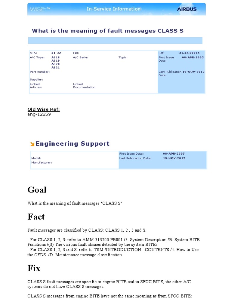 Understanding CLASS S Fault Messages | PDF | Aircraft | Aviation