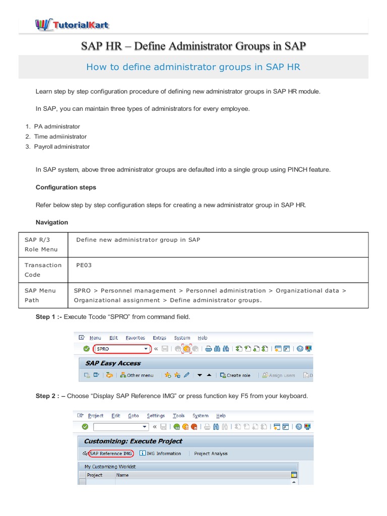 Define Administrator Groups in SAP HR | PDF | Human Resource Management ...