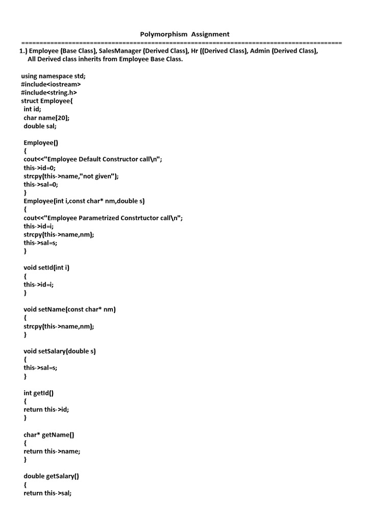 Polymorphism Assignment | Download Free PDF | Programming Paradigms ... Polymorphism Assignment | Download Free PDF | Programming Paradigms ...