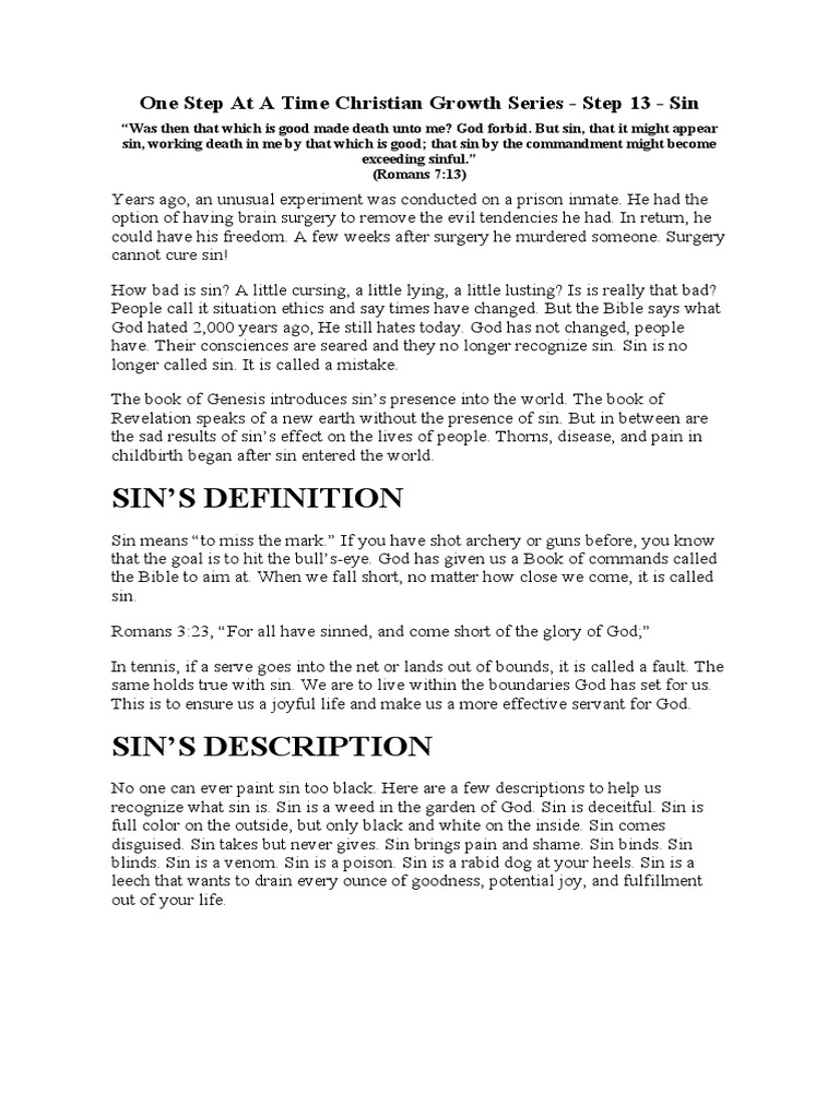 One Step at A Time Christian Growth Series STEP 13 | PDF | Adam And Eve ...